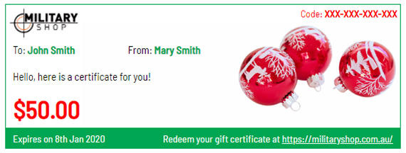 Gift Certificates - Army Shop