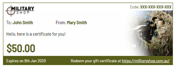 Gift Certificates - Army Shop