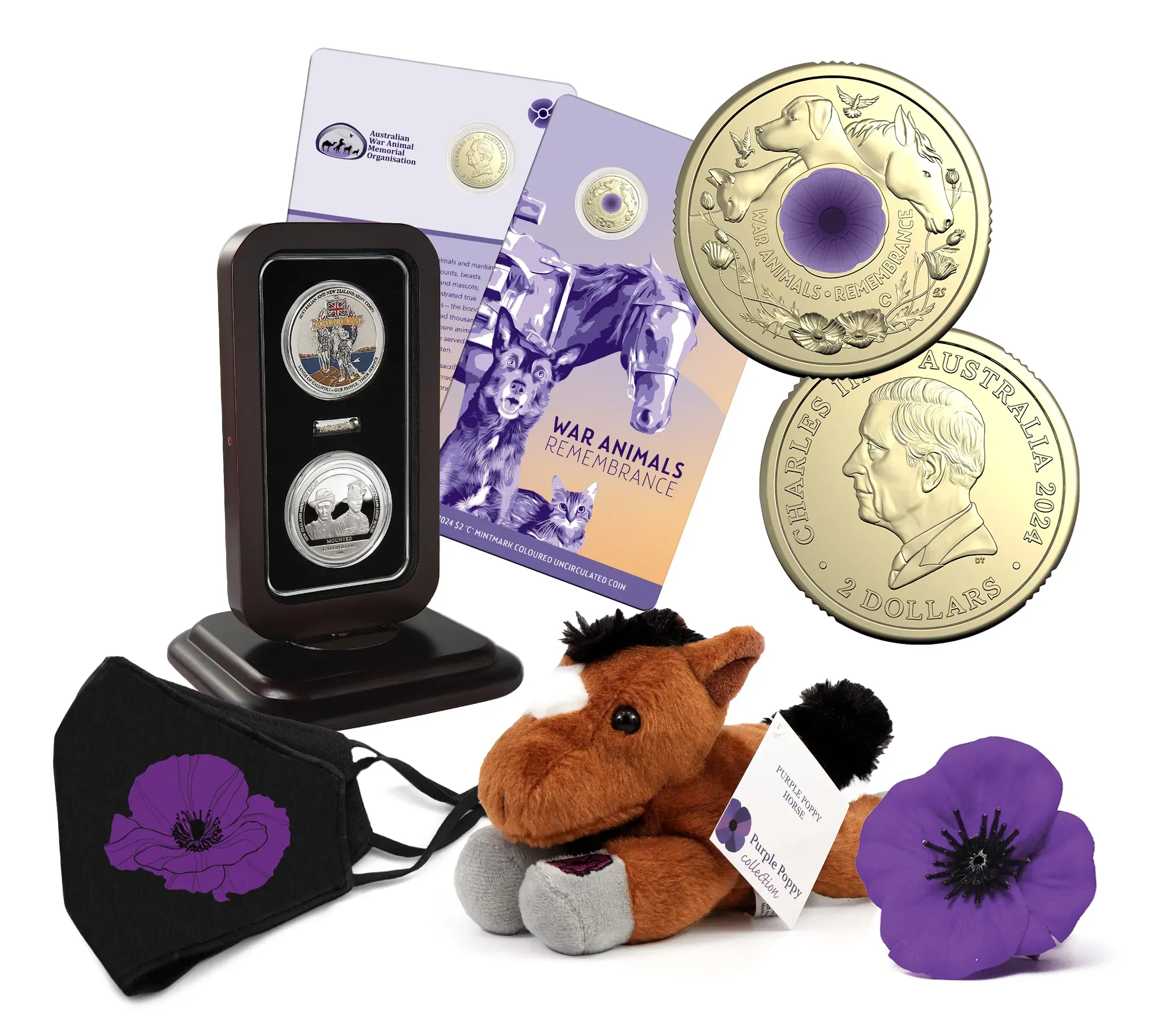 $2 Purple Poppy Animals Remembrance Coin from Royal Australian Mint