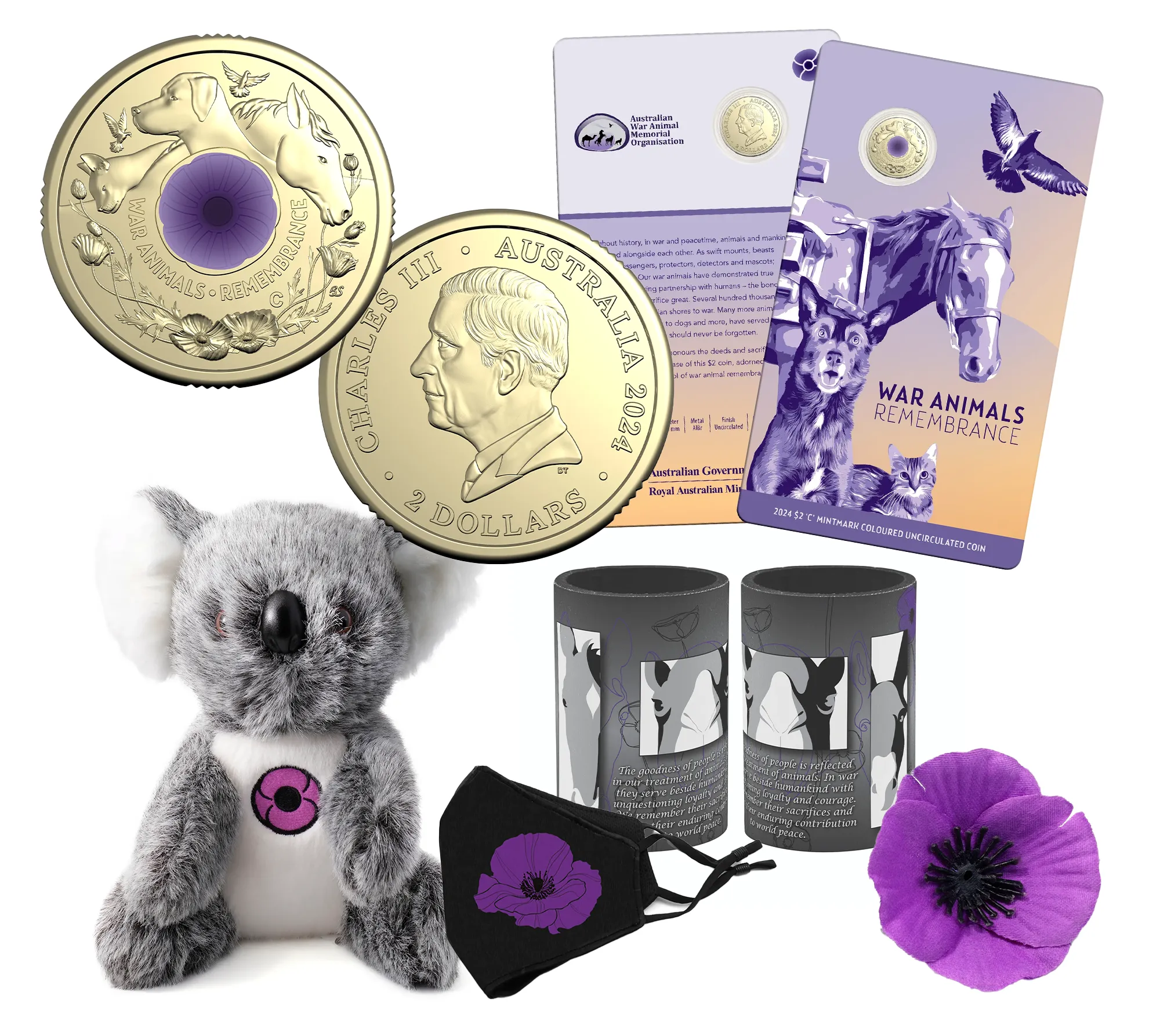$2 Purple Poppy Animals Remembrance Coin from Royal Australian Mint