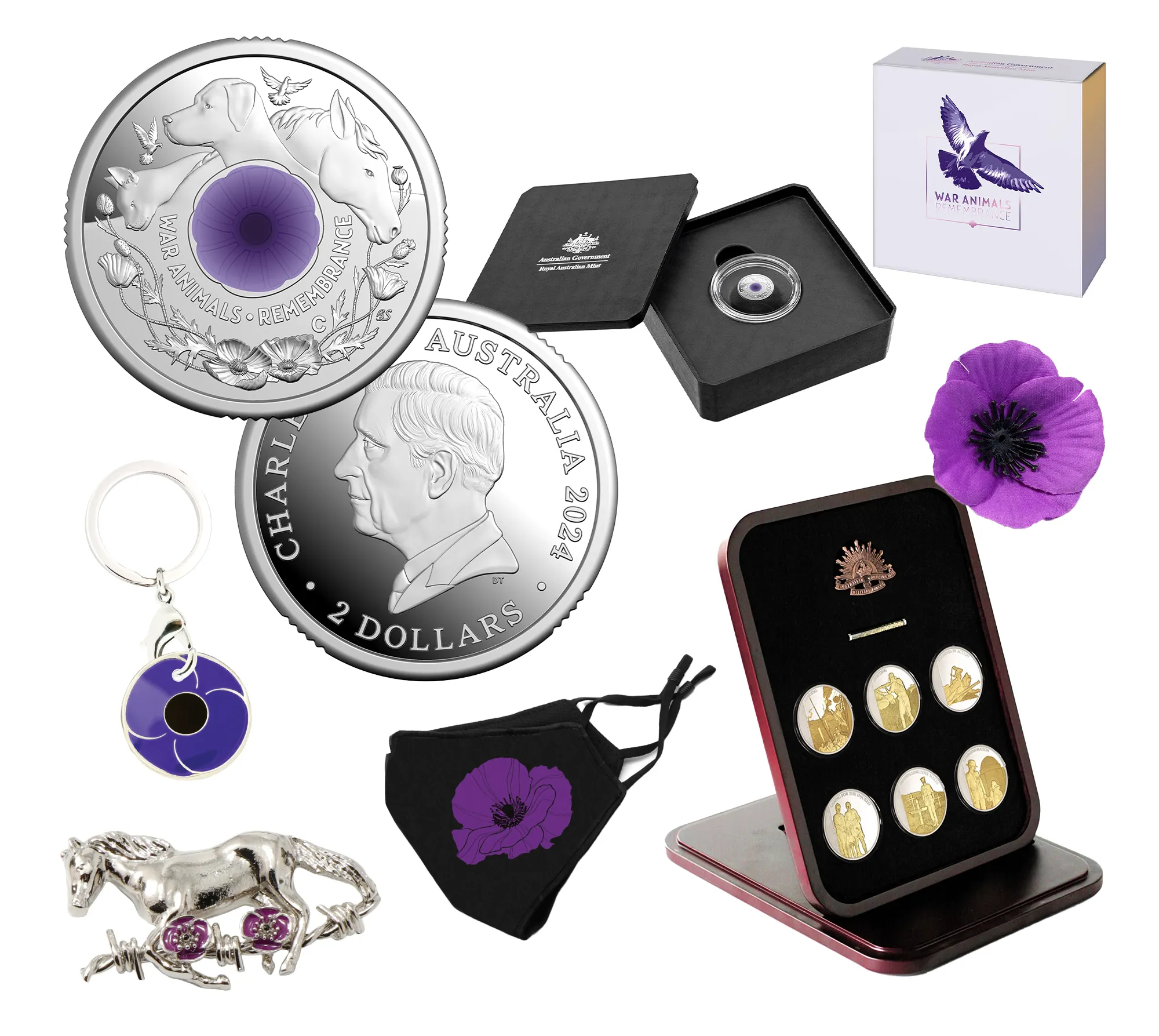 $2 Purple Poppy Animals Remembrance Coin from Royal Australian Mint