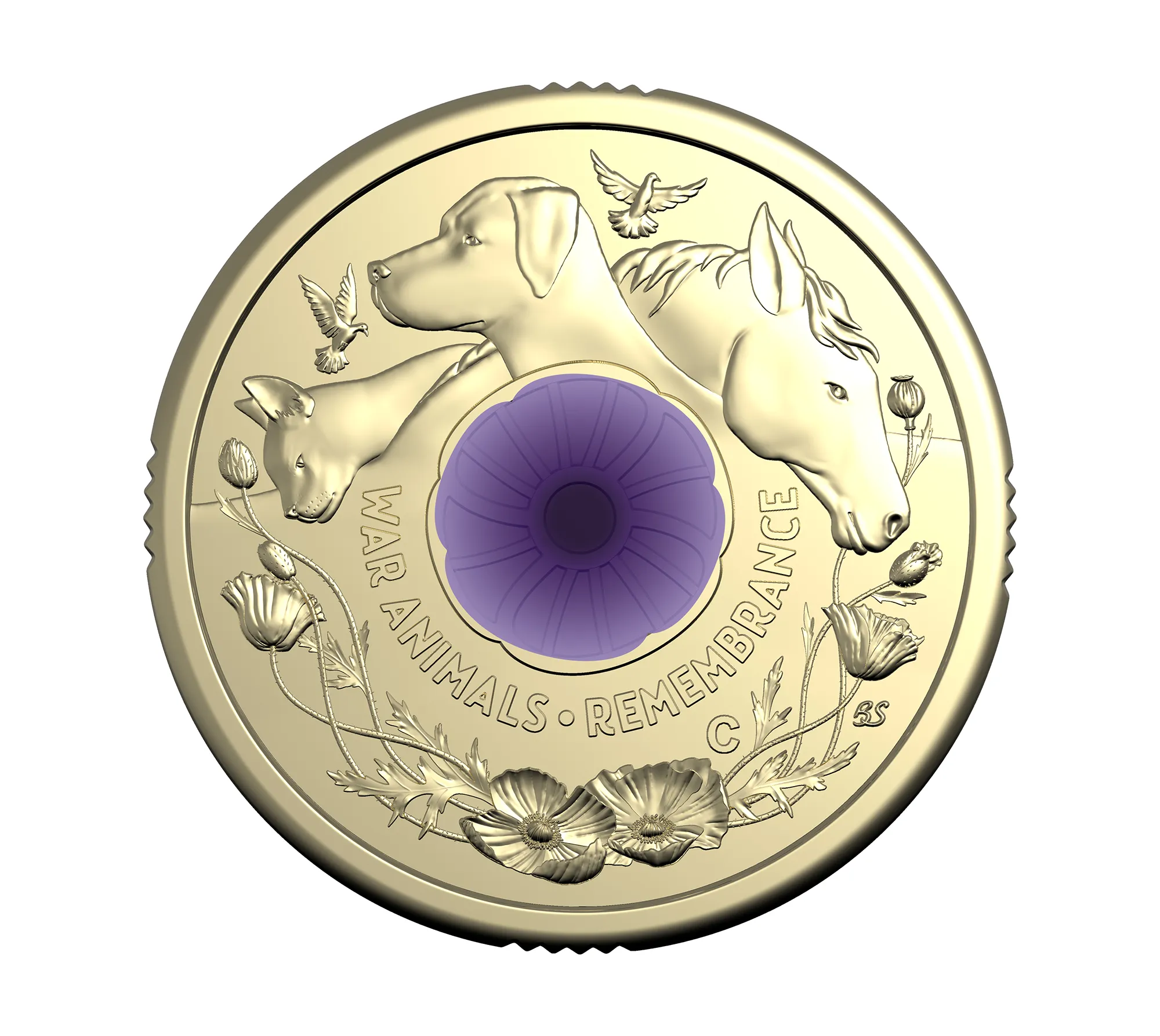 $2 Purple Poppy Animals Remembrance Coin from Royal Australian Mint