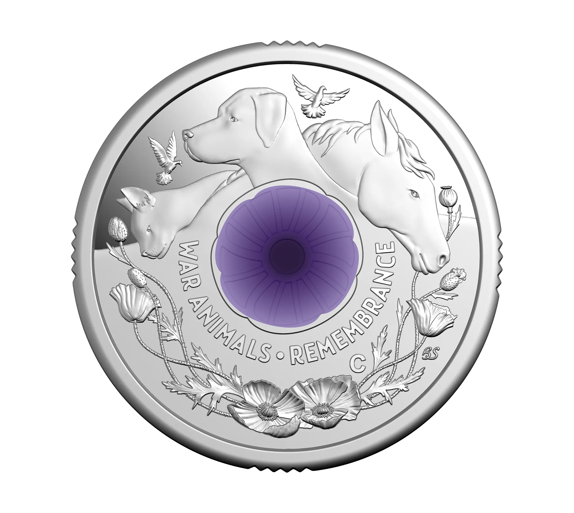 $2 Purple Poppy Animals Remembrance Coin from Royal Australian Mint