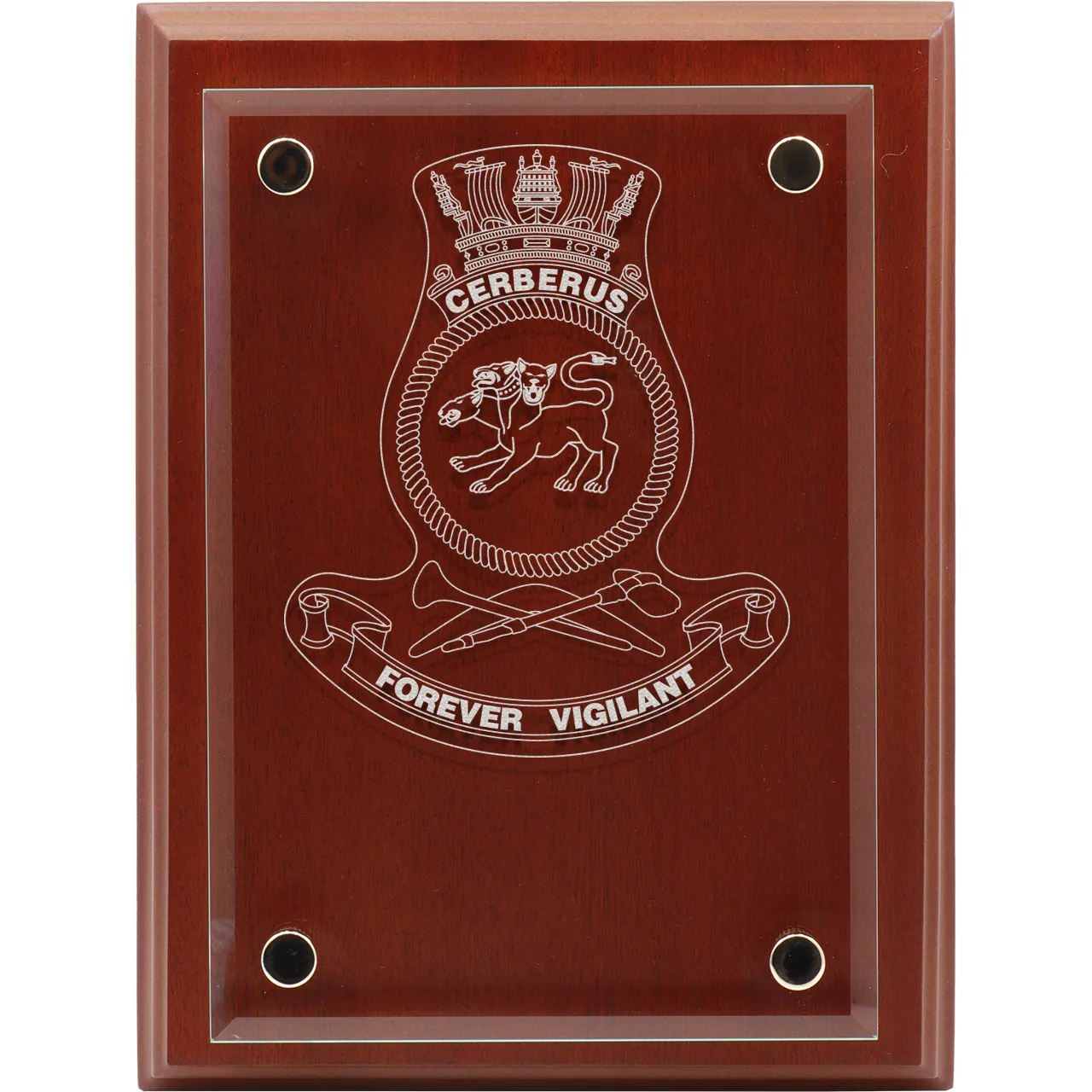HMAS Cerberus Delta Floating Glass Award | Engraved Plaque - Military Shop