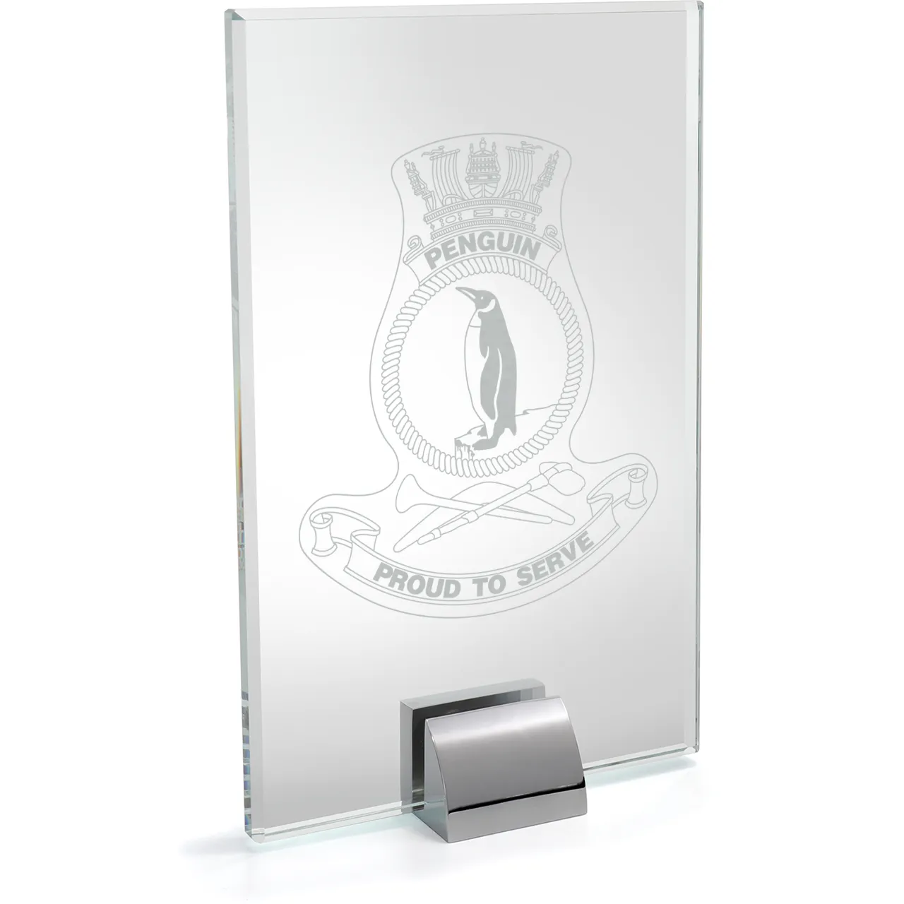 HMAS Penguin Alpha Glass Award | Engraved Plaque - Military Shop