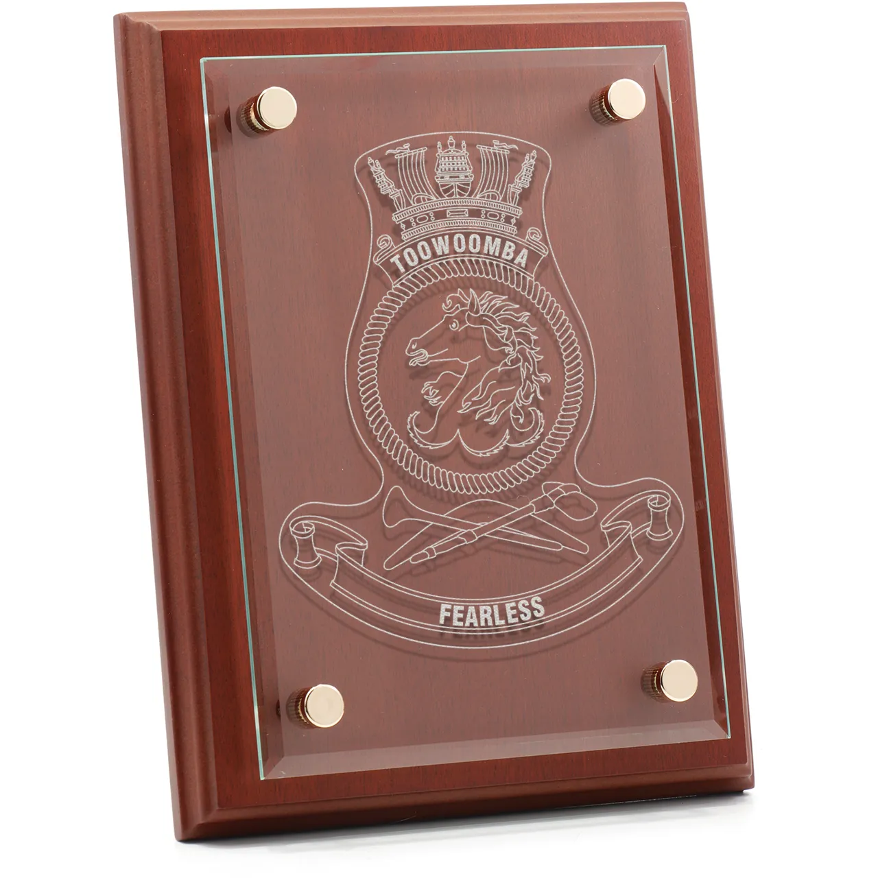 HMAS Toowoomba Delta Floating Glass Award | Engraved Plaque - Military Shop
